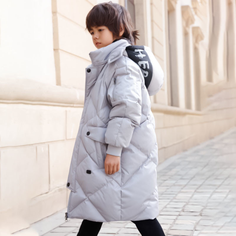 Chinese Clothing Manufacturers White Duck Down Padding Long Winter Coats Kids Fashion Down Jacket For Boys supplier